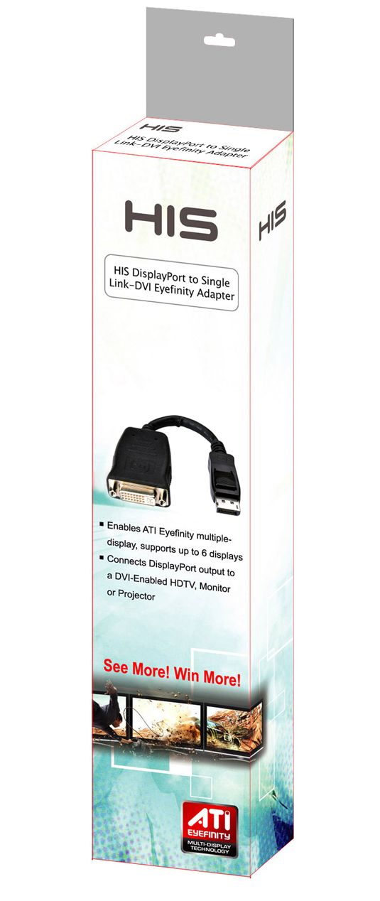 HIS Introduces HIS DisplayPort to Single Link-DVI Eyefinity Adapter